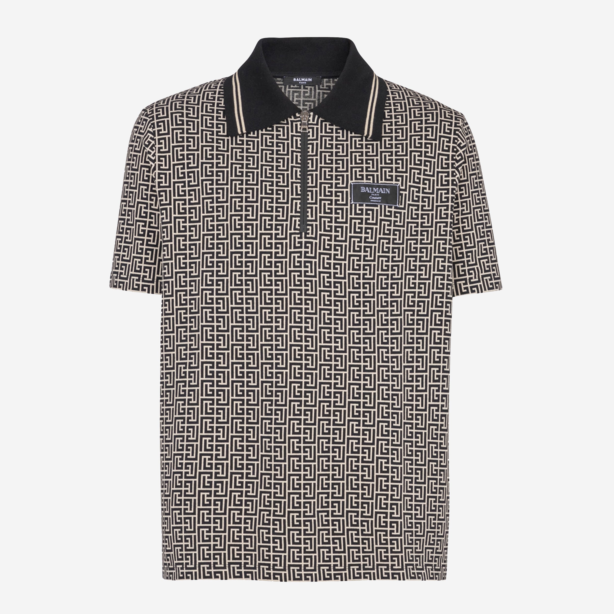 Balmain PB Labyrinth Jacquard Zip Polo Shirt – ZAP